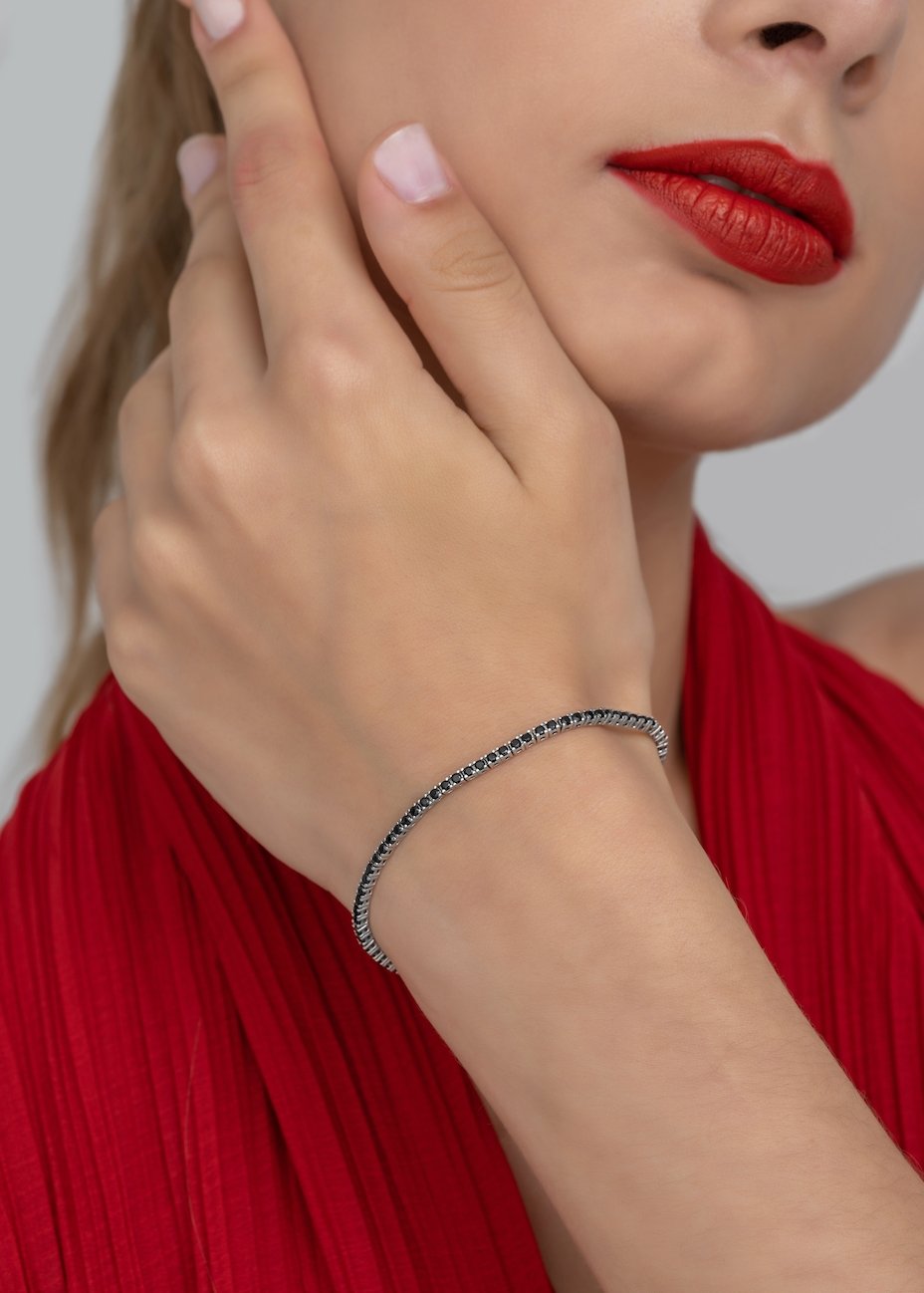 Black Baguette Stone Tennis Bracelet - By Eda Dogan